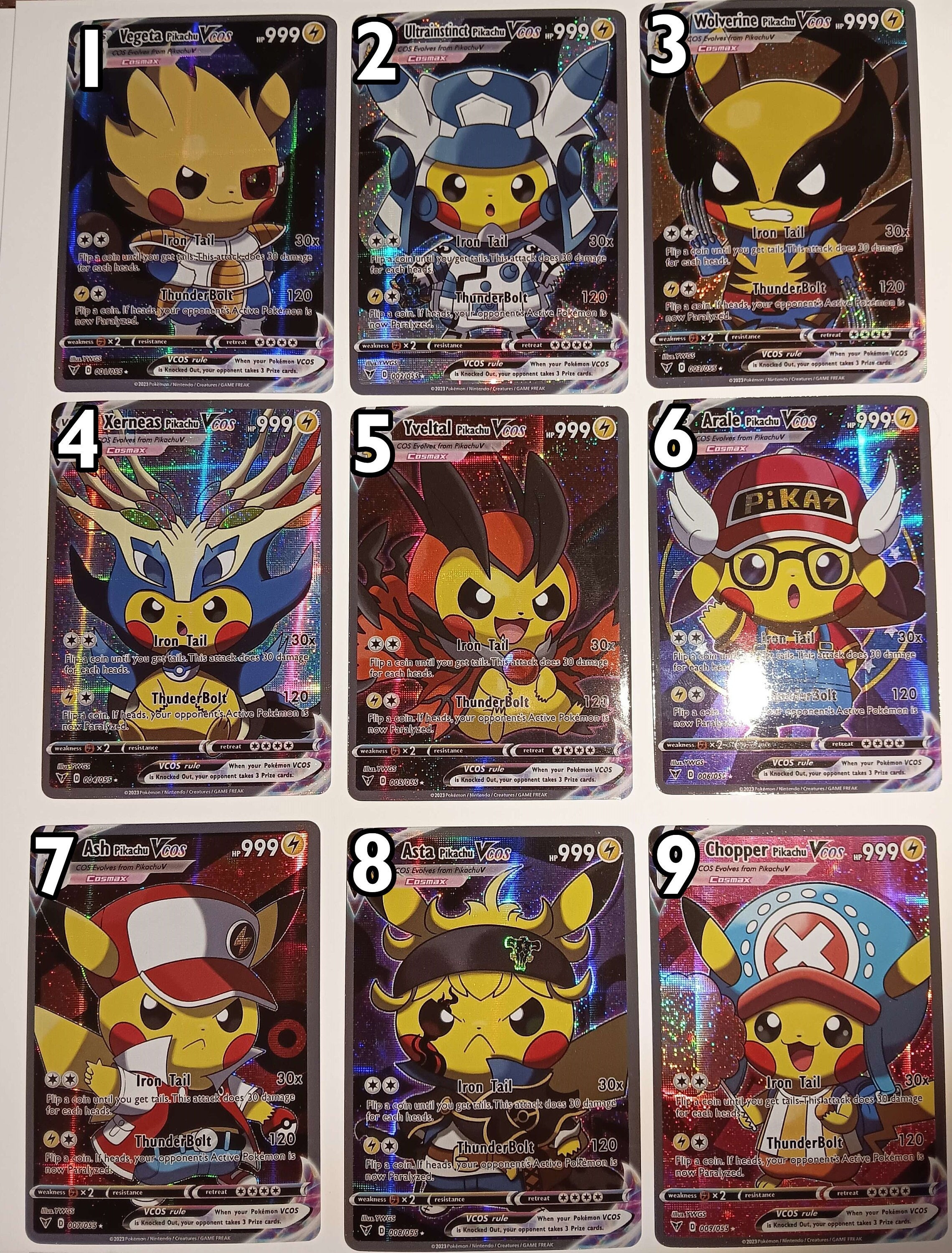 Cosplay Pikachu's Full Art Pokemon V Cosplay Foil Cards - Perfect Gift ...