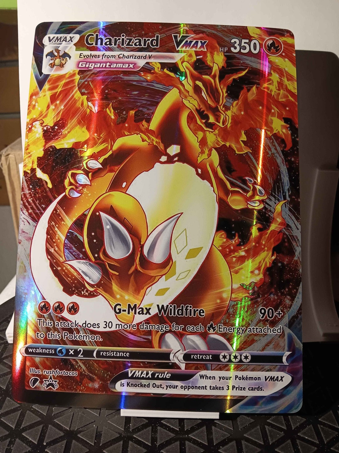 Charizard VMAX - Full Art Jumbo - Perfect Gift for Poke Fans - NOT Real ...