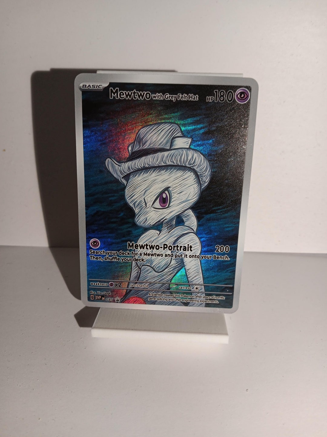 Mewtwo With Grey Felt Hat - Custom Foil Promo Card - Perfect Gift for ...