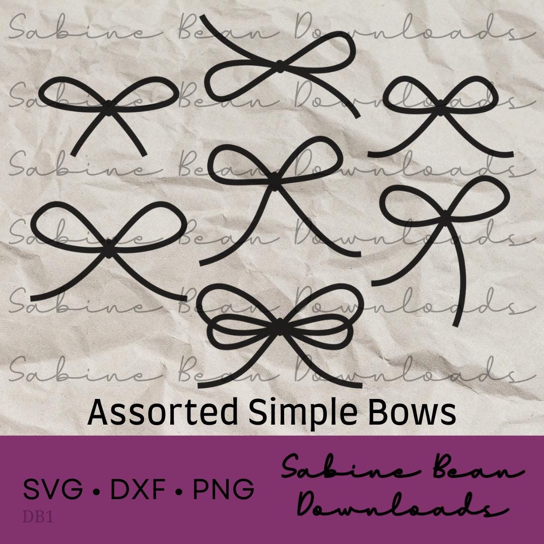 Simple Bow SVG Bundle | 7 Bow and Ribbon PNG, DXF, Gift Svg Present ...