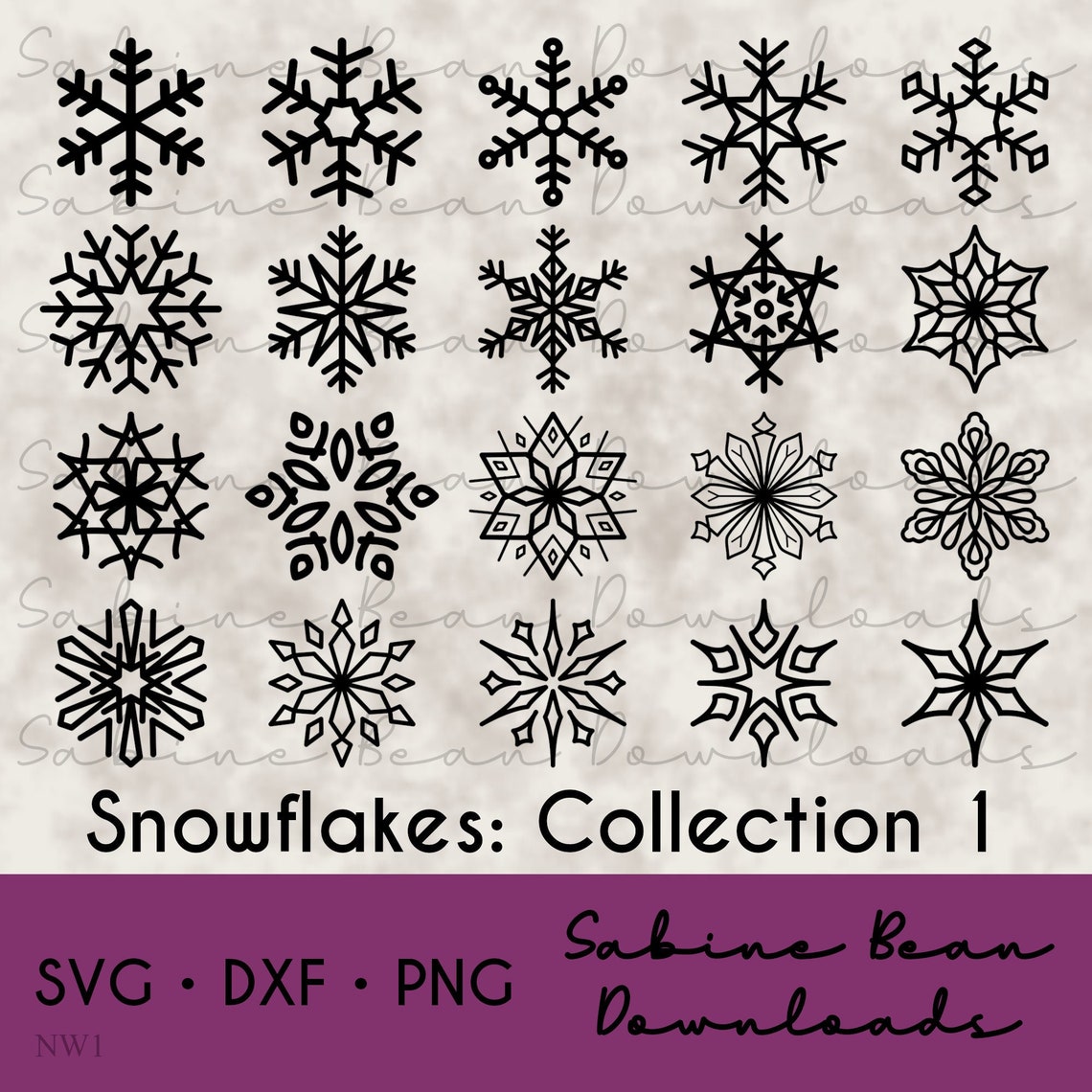Snowflake SVG Bundle 20 Snowflakes Silhouette PNG, DXF, Winter Svg Snow ...