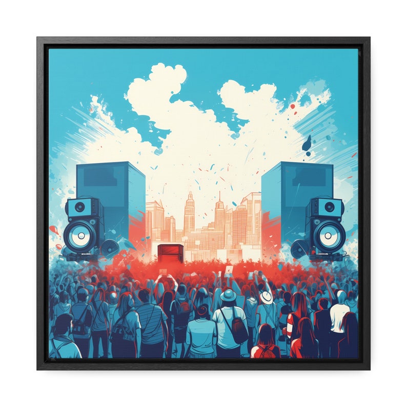 Concert Poster Festival With Big Speakers Gallery Canvas Wraps, Square ...