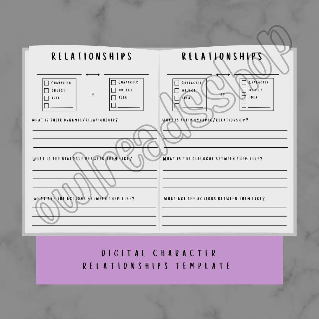Character Relationship Tracker Sheet Plan Your Story For Etsy