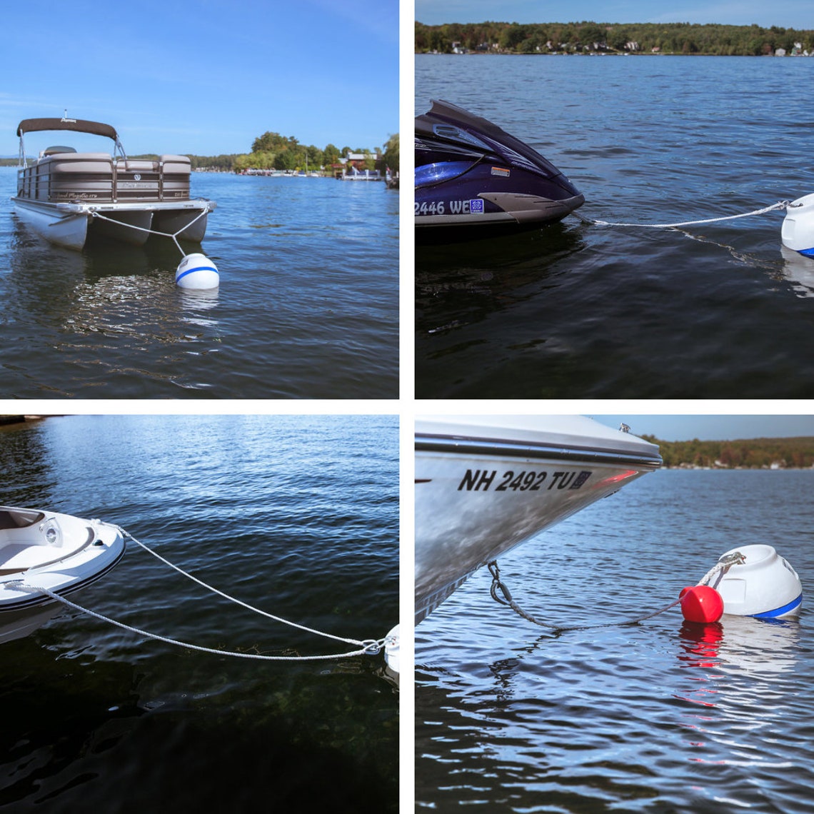 Pontoon Mooring Bridle: 5/8" Nylon Line With Swivel and Stainless Snaps ...