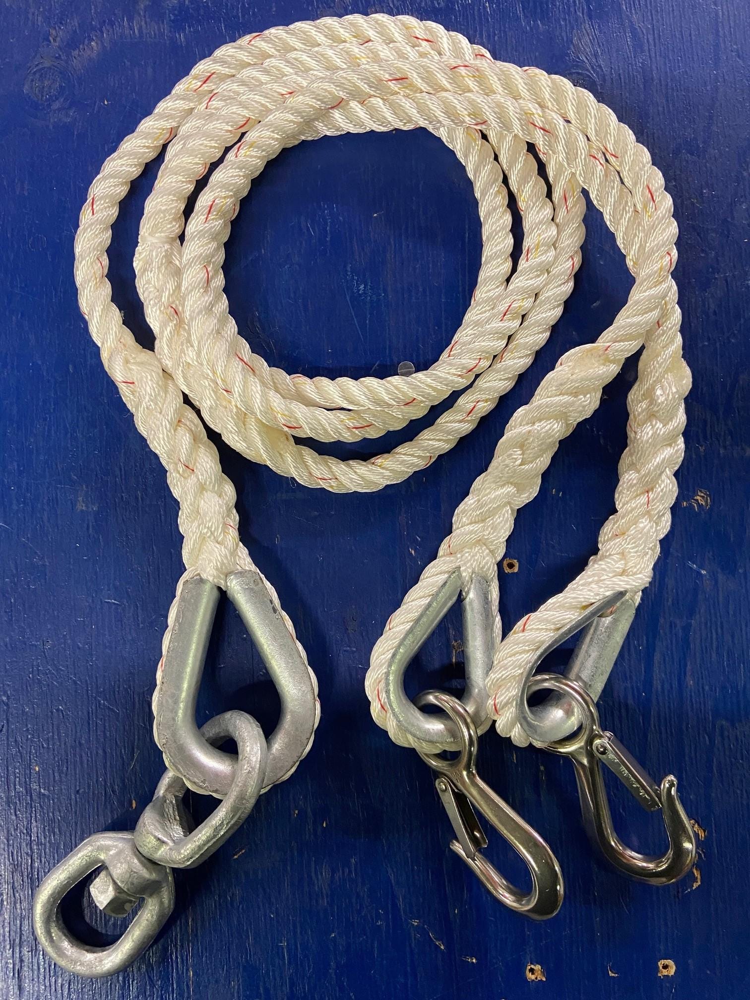 Pontoon Mooring Bridle: 5/8" Nylon Line With Swivel and Stainless Snaps ...