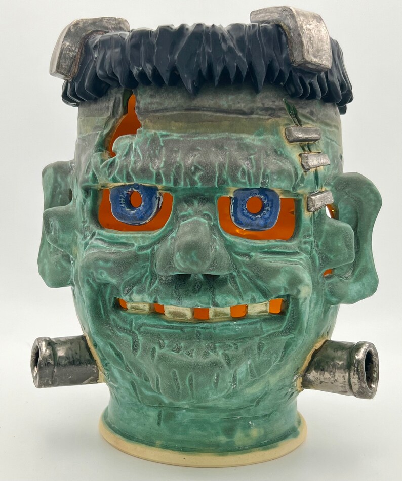 Stoneware Pottery Frankenstein Halloween Luminary - Etsy