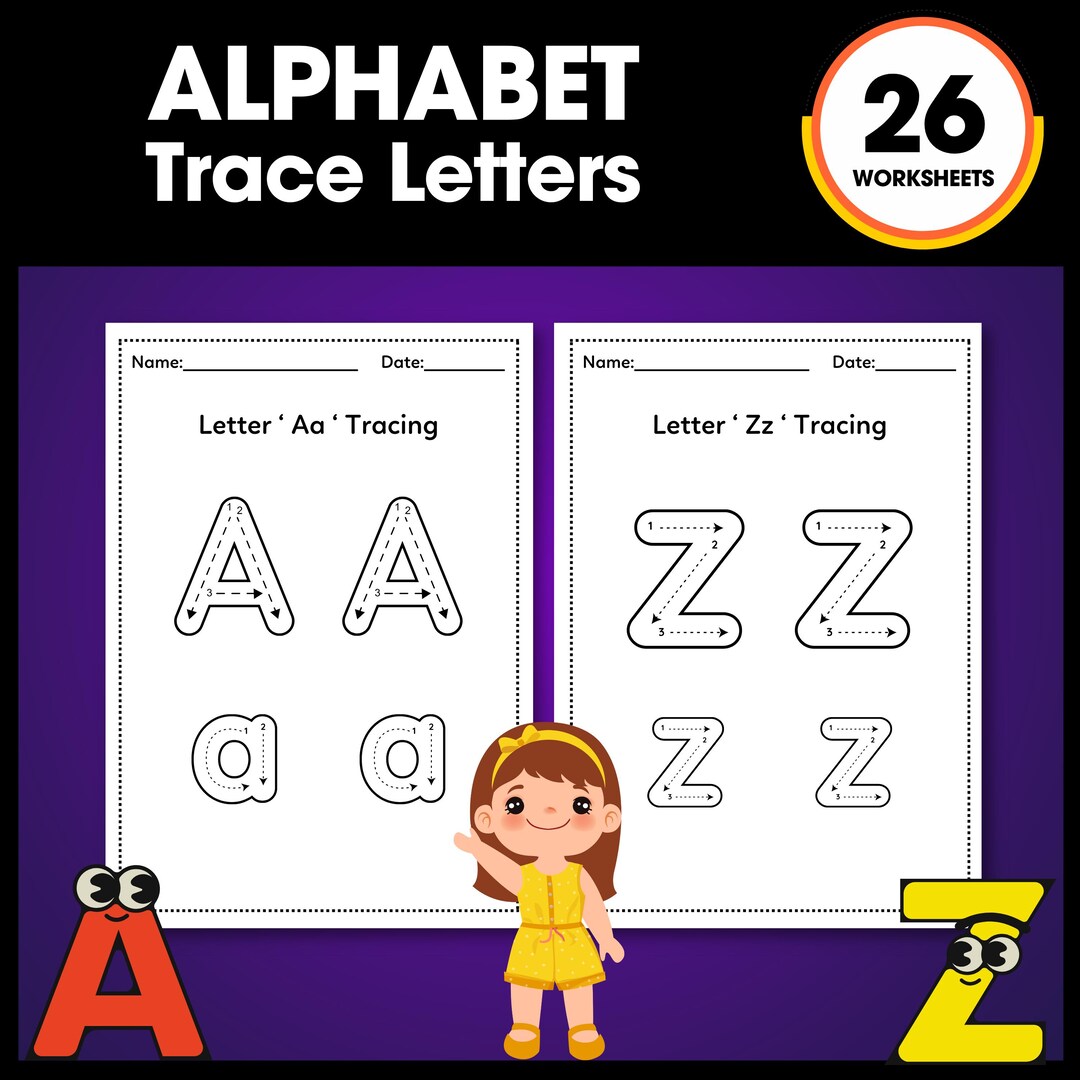 26 Printable Trace the Alphabet Worksheets trace Alphabet Trace the ...
