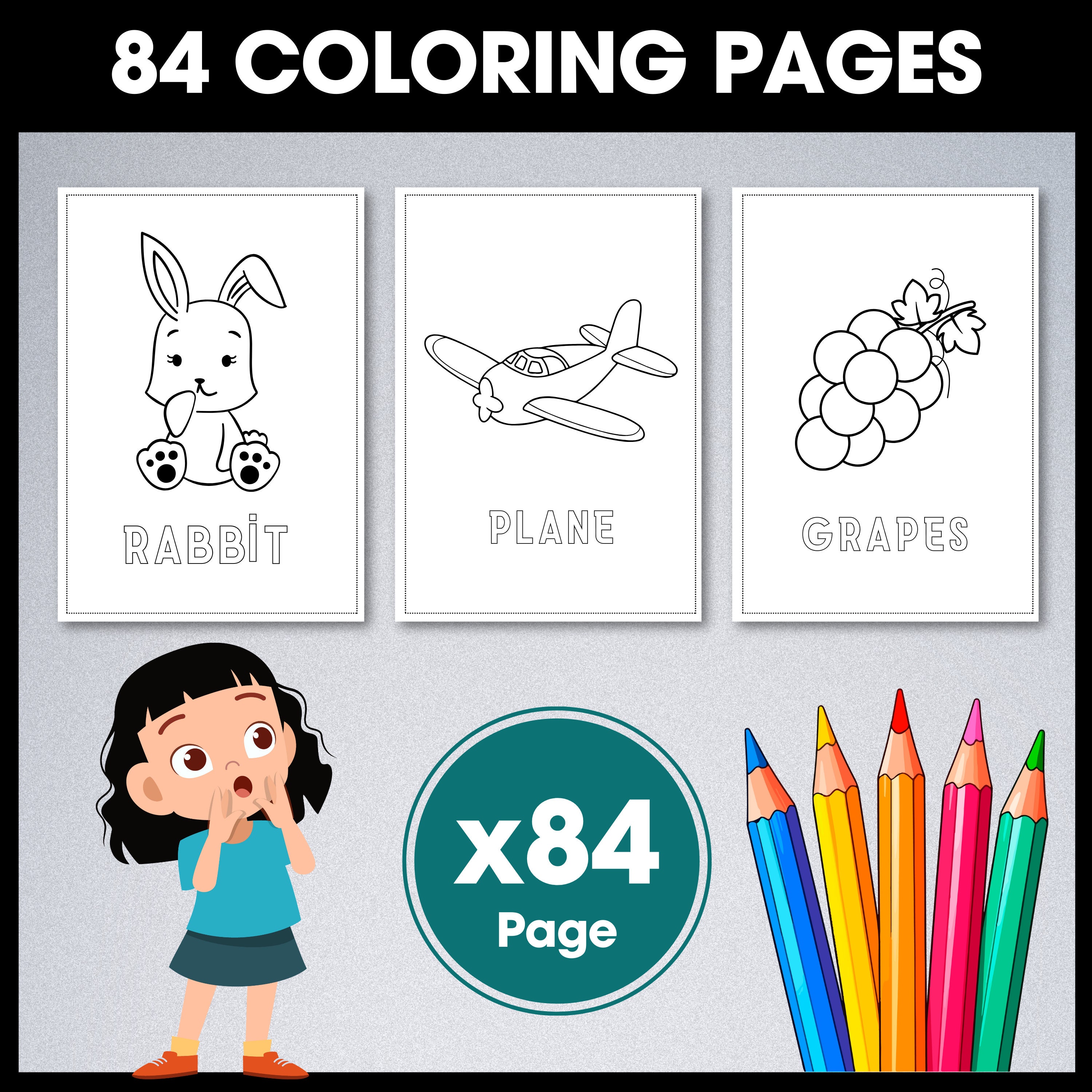 84 Printable Coloring Pages for Kids, Toddlers, Preschoolers, Coloring ...