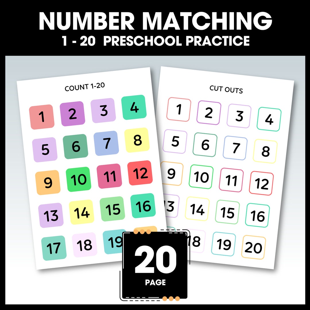 1 to 20 Number Matching Game, Count 1 to 20, Preschool Printable ...