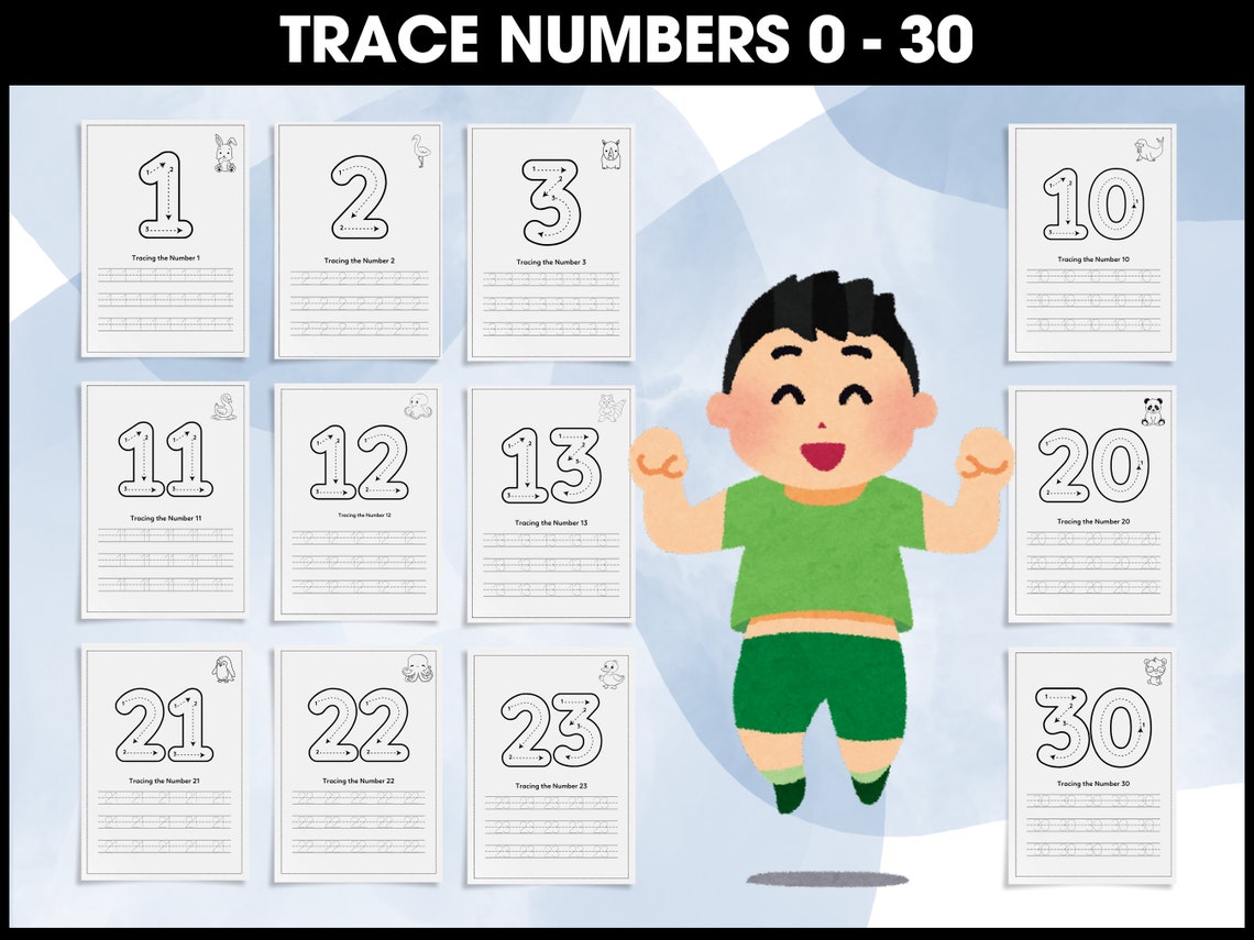 30 Number Tracing Worksheets, Traceable Numbers, Preschool Worksheets ...