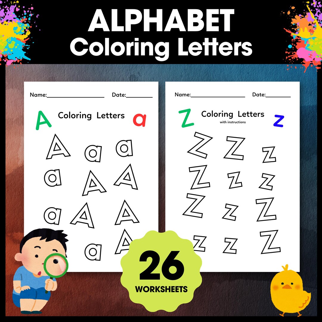 Alphabet Coloring Pages Preschool Printable ABC Worksheets Letters A-Z ...