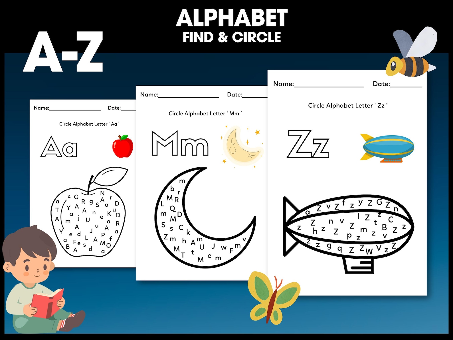Alphabet Worksheets for Preschool Alphabet Busy Book Letter Recognition ...