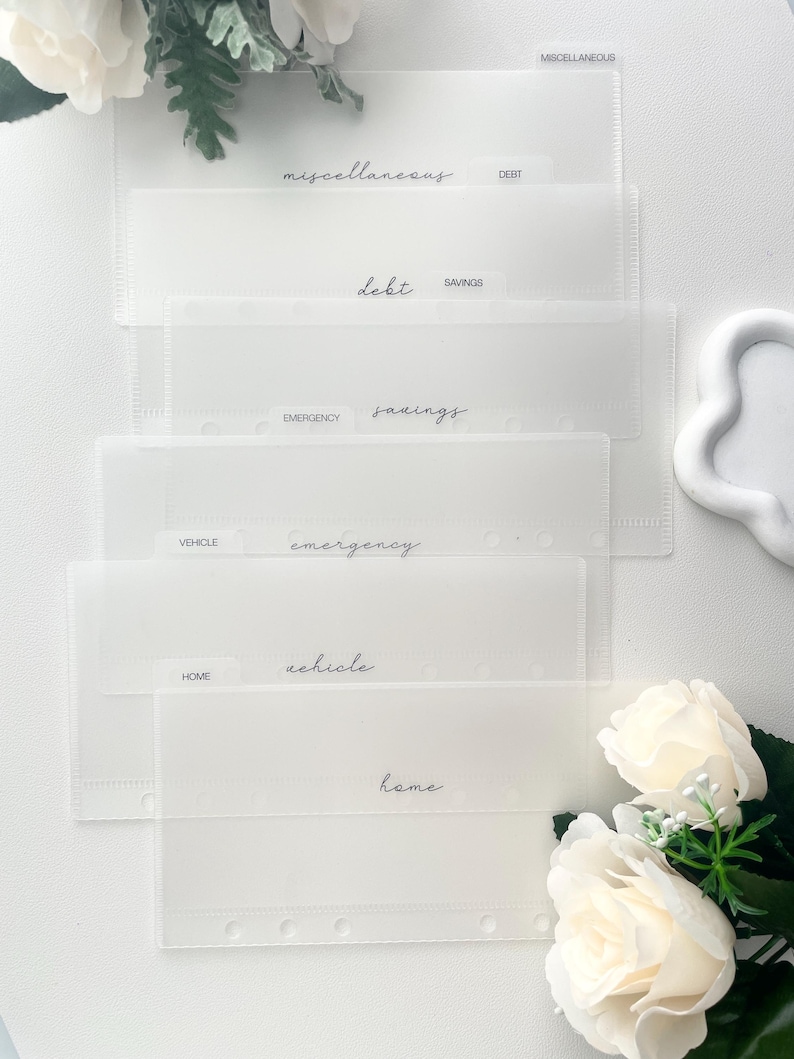 Tabbed Cash Envelopes | Matte Frosted | Cursive or Classic Font - Etsy