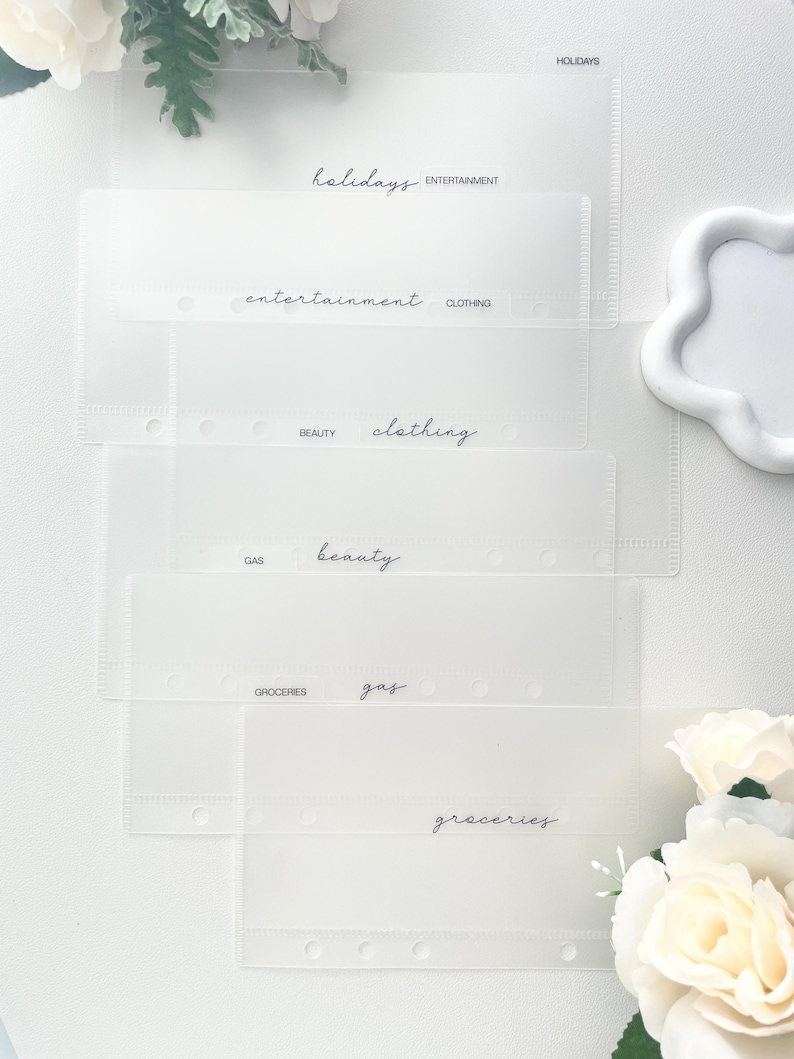 Tabbed Cash Envelopes | Matte Frosted | Cursive or Classic Font - Etsy