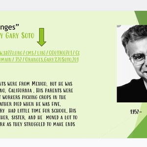 Digital PREREADING LESSON for Oranges by Gary Soto Background ...