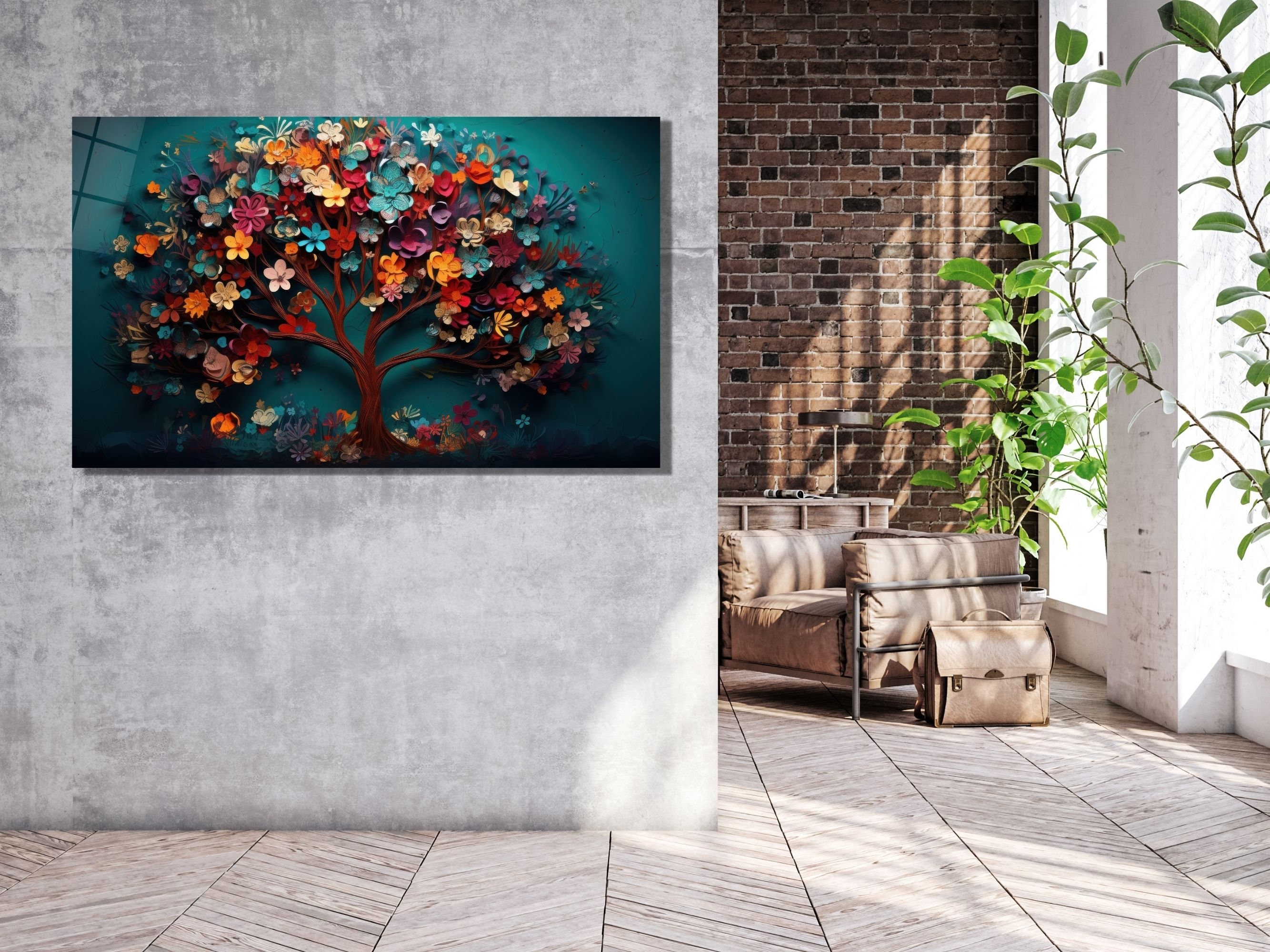 Tempered Glass Wall Art-stained Wall Art life of Tree Wall Decor-glass ...