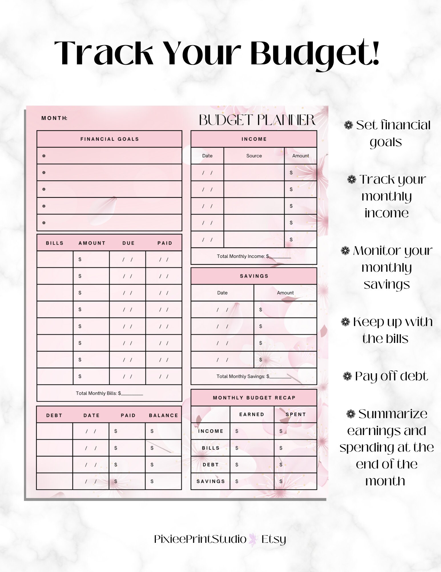 Budget Planner | Digital Budget Planner | Printable Budget Template ...