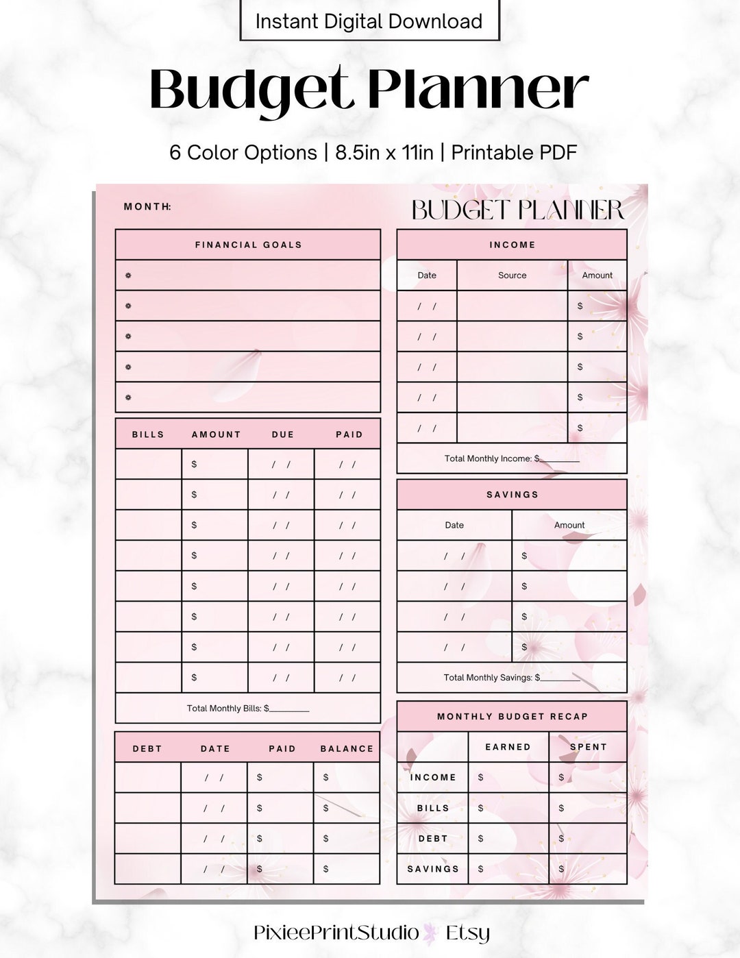 Budget Planner | Digital Budget Planner | Printable Budget Template ...