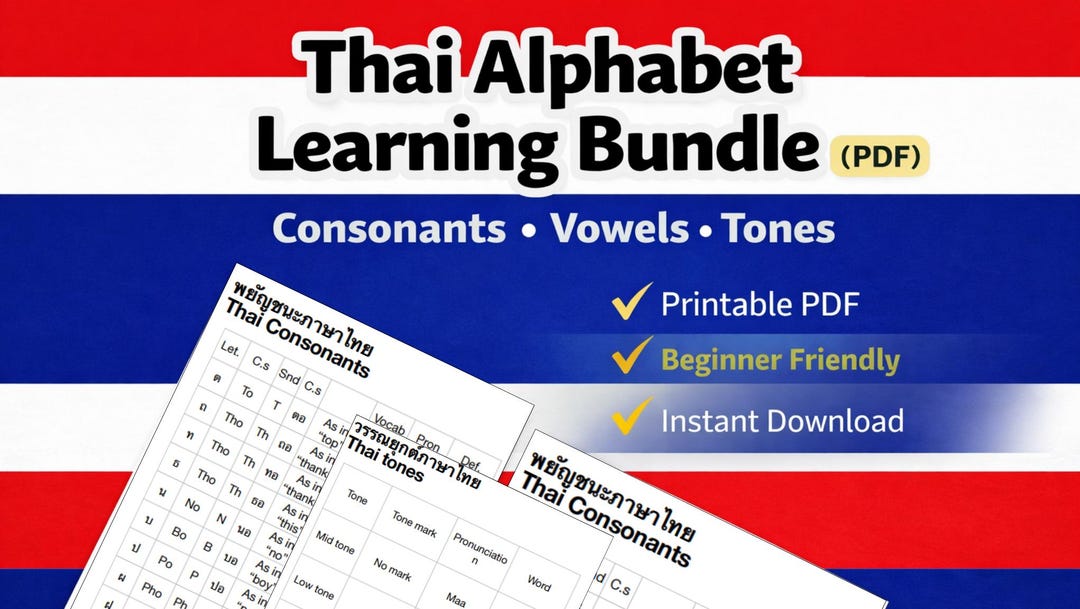 Thai Alphabet Consonants Vowels Tones PDF | Beginner Language Chart ...