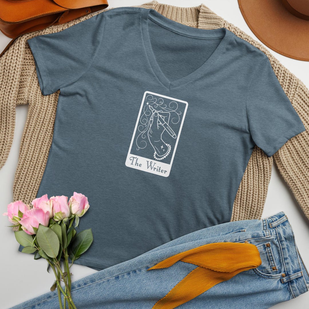 The Writer Tarot Card | Women’s Relaxed V-neck T-shirt | Author T-shirt ...