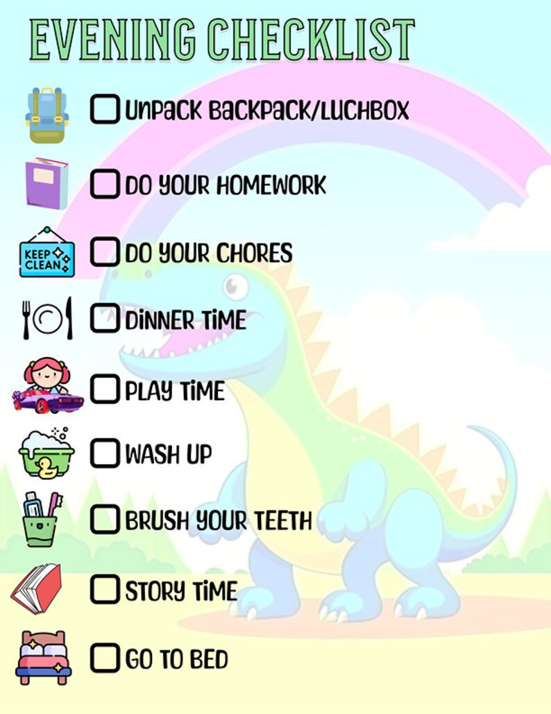 Kids Evening Checklist - Etsy