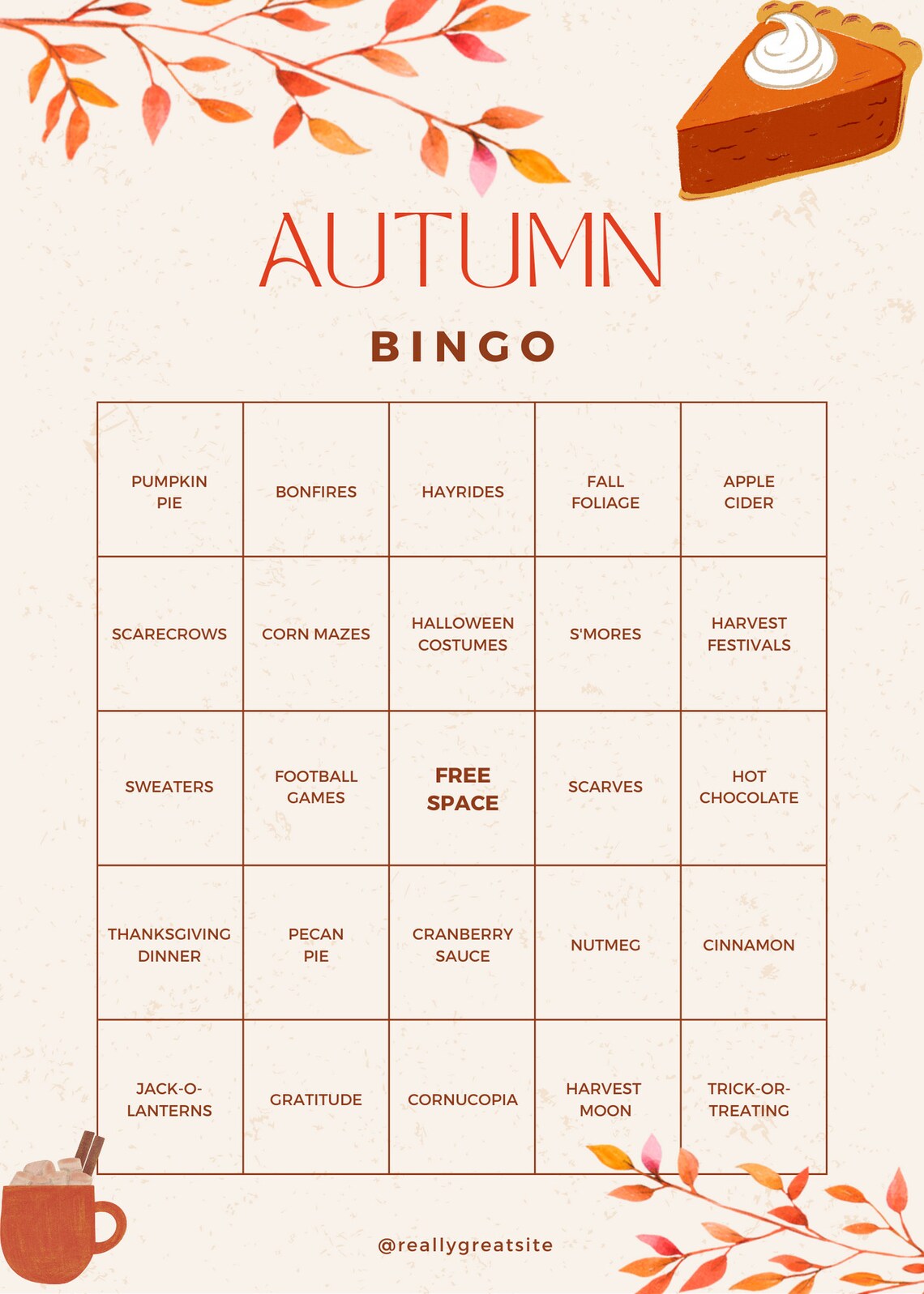 Digital Download Autumn Bingo - Etsy