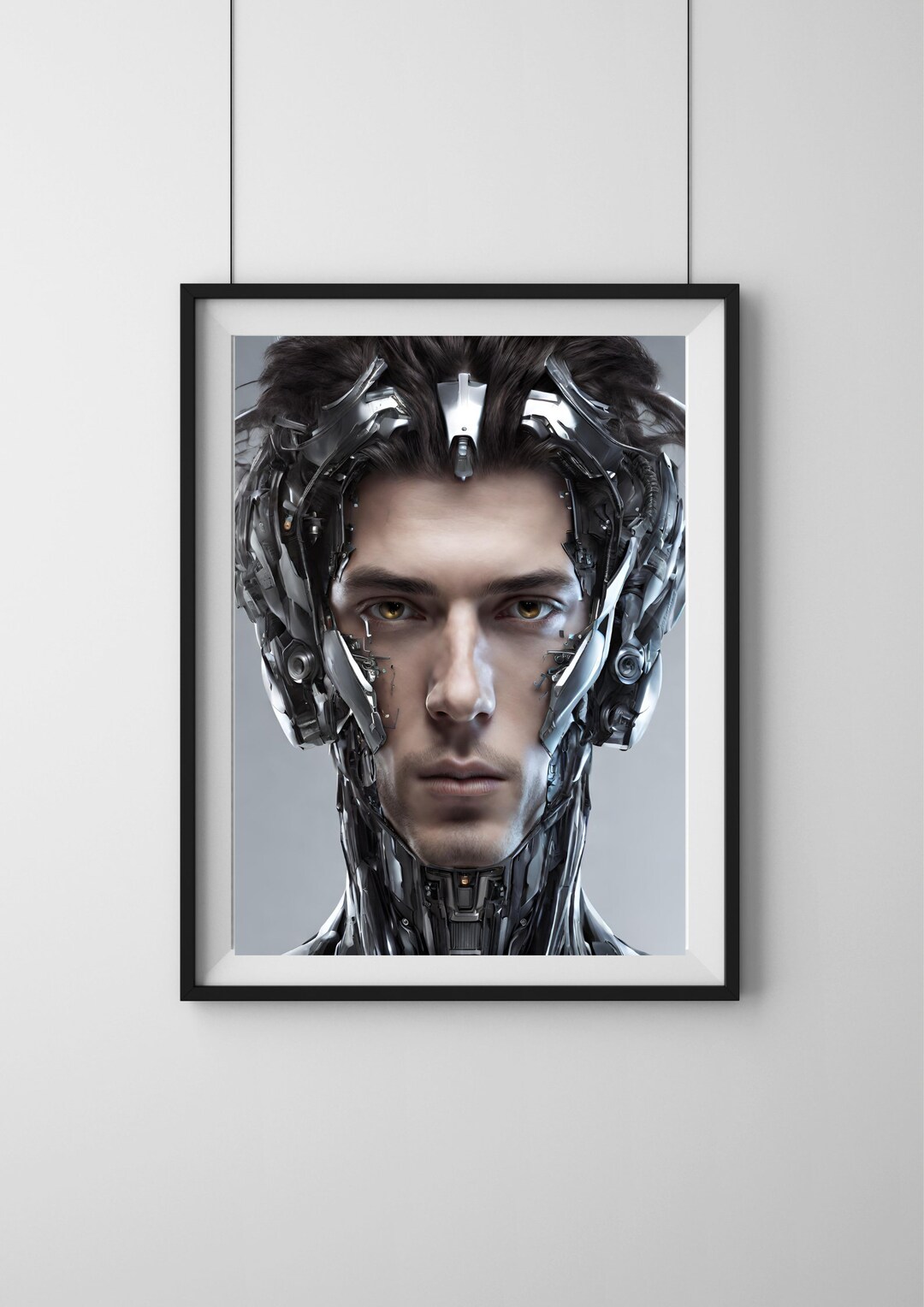 Cyborg Male DIY Poster Gothic Decoration Picture AI Art Mural - Etsy