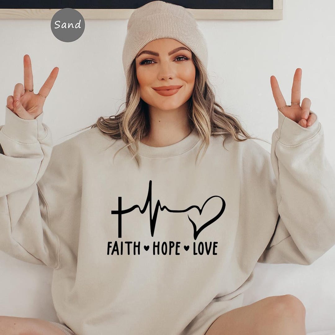 Faith Hope Love Shirt, Christian Vertical Cross, Religious Tee - Etsy