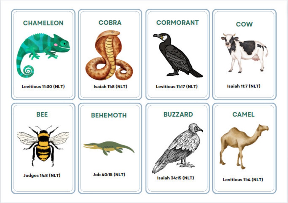 103 Bible Animals, Memory Game, Bible Game, Print at Home, Matching ...