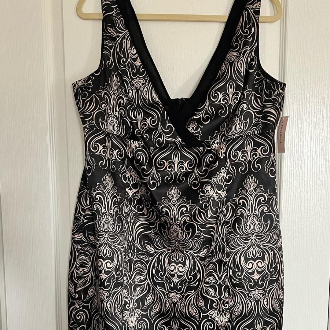 Jones Studio Demask Satin Black/gold Dress Size 16 NWT - Etsy