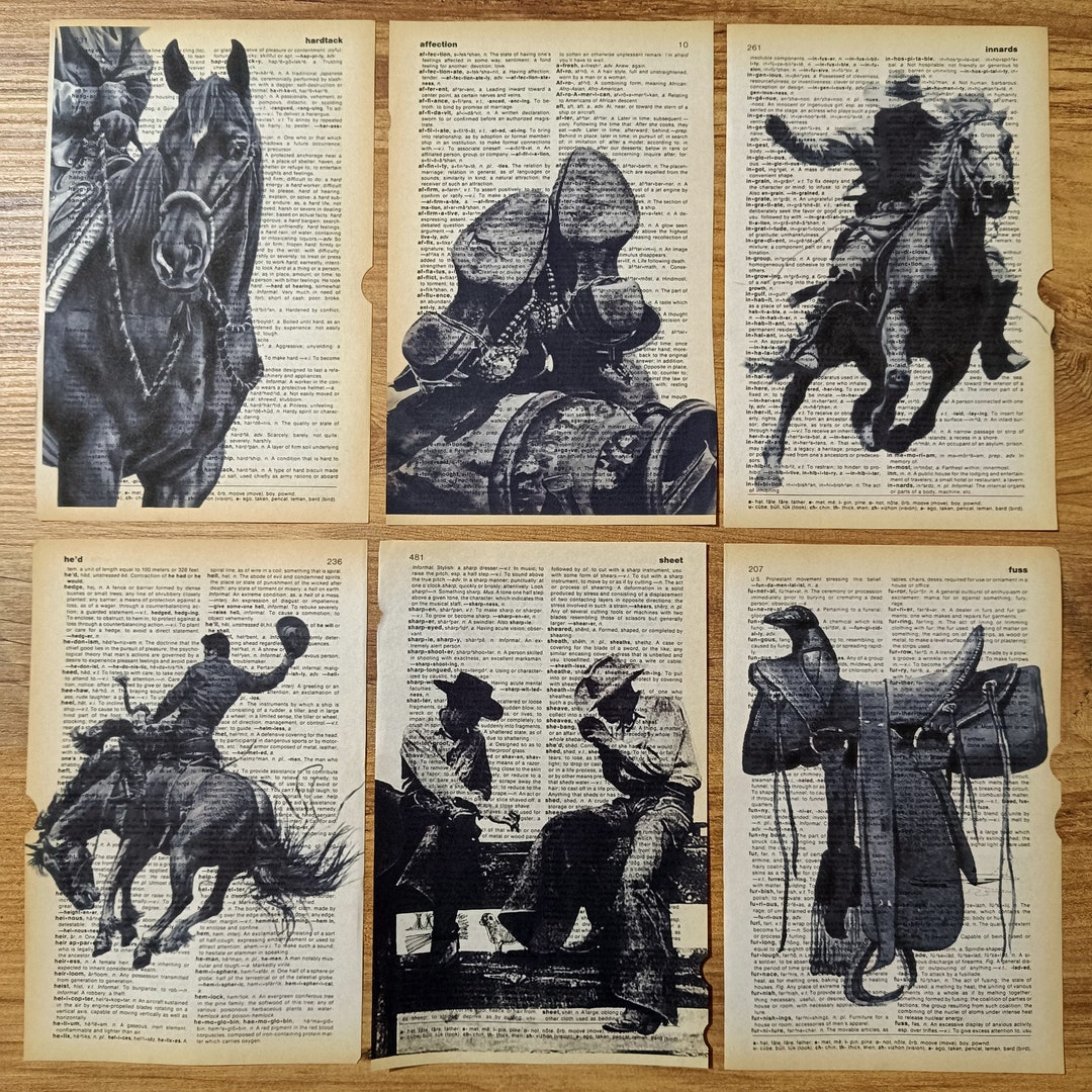 Vintage Cowboy Prints, Western Art, Cowboy Hat, Cowboy Boots, Black and ...