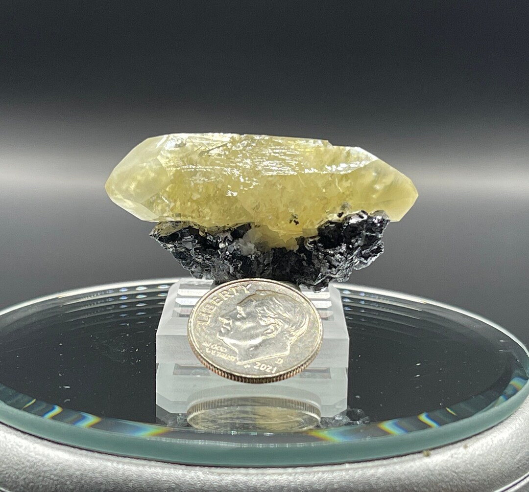 Vitreous, Double-terminated Calcite Prism on Galena, From Sweetwater ...