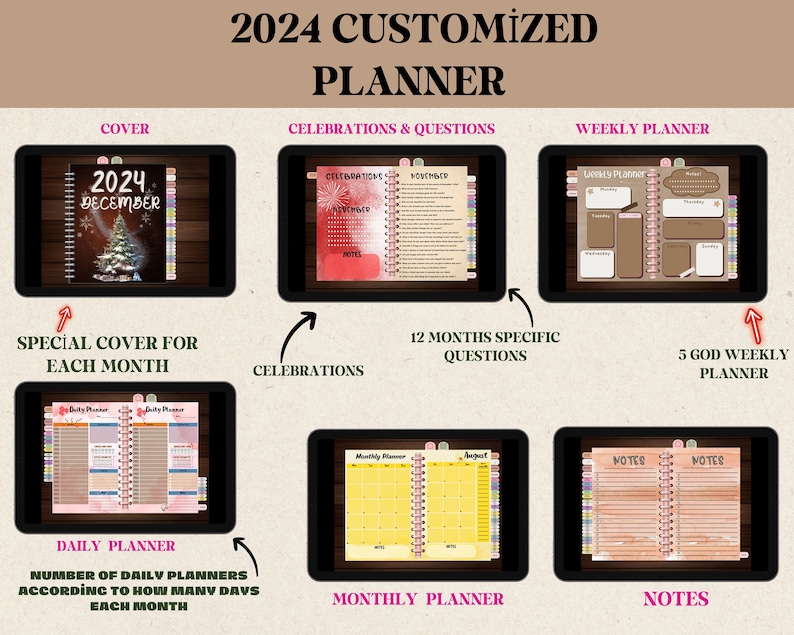 2024 Digital Planner / 2024 Planner Monthly / Yearly Planner 2024 ...