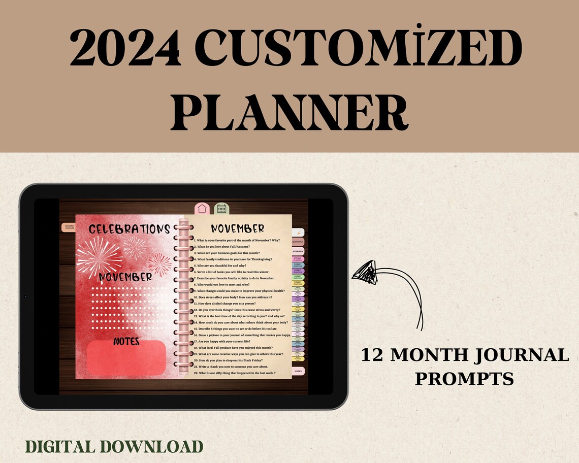 2024 Digital Planner / 2024 Planner Monthly / Yearly Planner 2024 ...