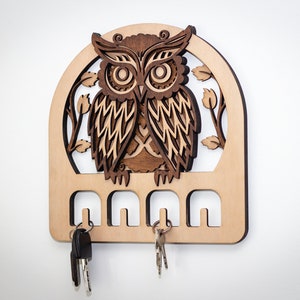 Owl Key Hanger Laser Cut File, Layered Wall Key Holder, SVG, DXF - Etsy
