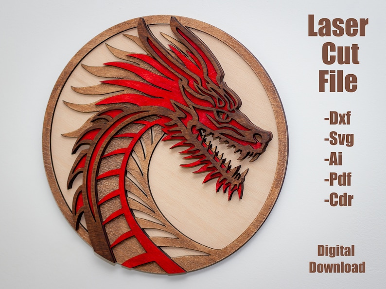 Dragon Laser Cut File, 3D Layered Svg, Dxf, Wall Art - Etsy