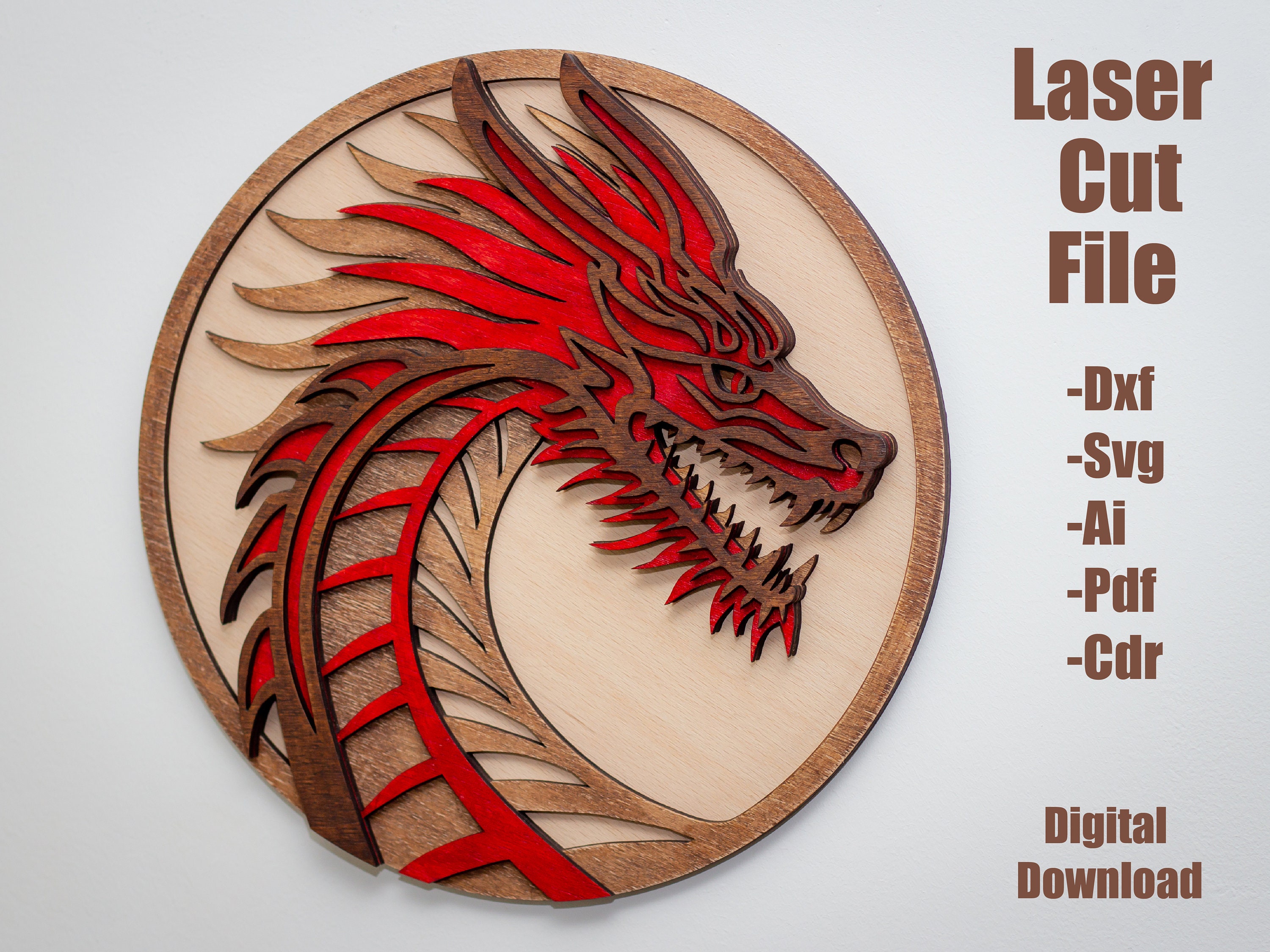 Dragon Laser Cut File, 3D Layered Svg, Dxf, Wall Art - Etsy