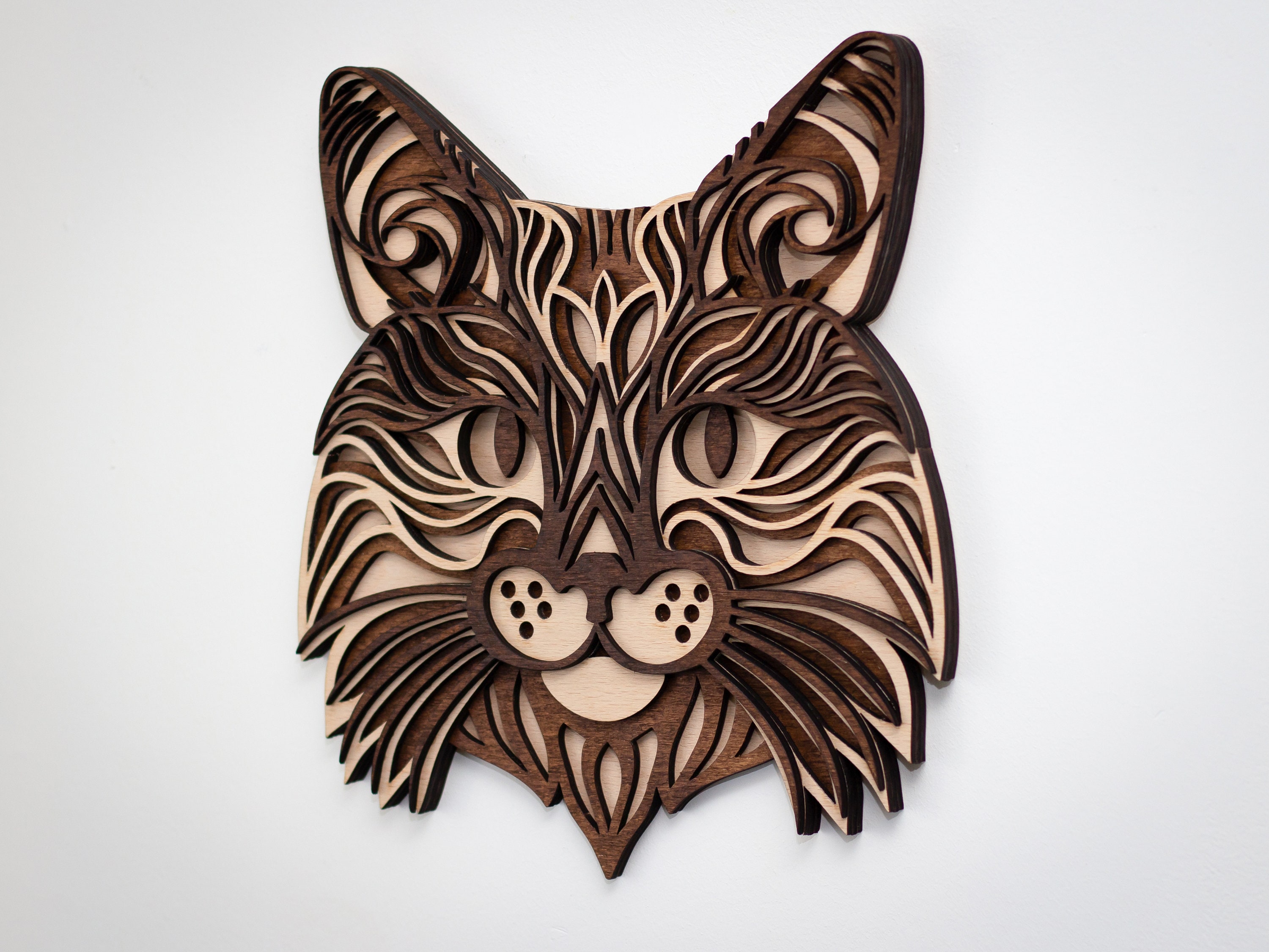 Cat Laser Cut File, Multilayer Svg, Dxf, 3D Layered Mandala, Wall Art ...