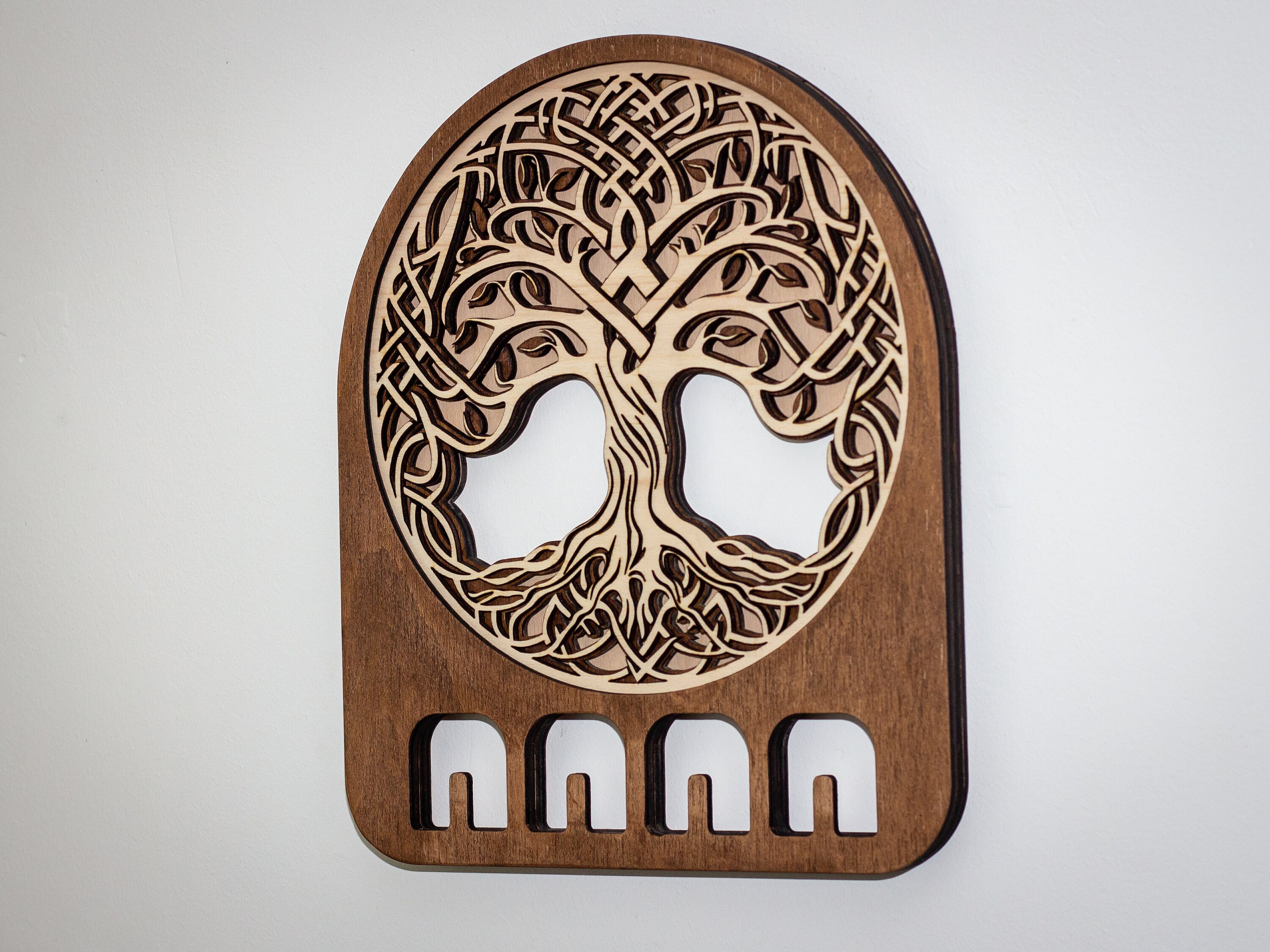 Tree of Life Key Hanger Laser Cut File, Layered Wall Key Holder, SVG ...