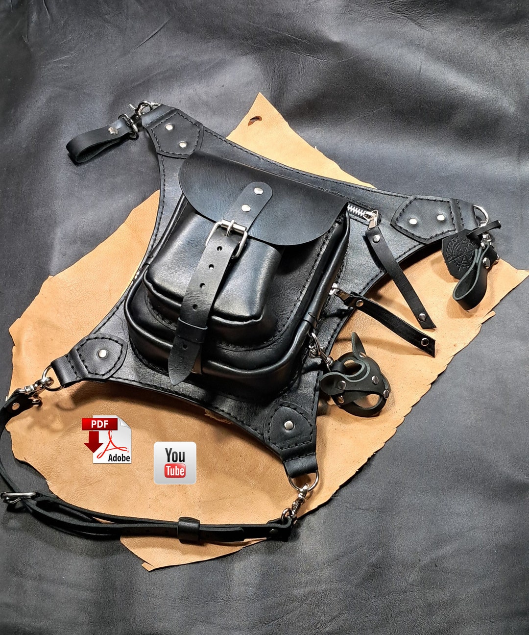 Biker Hip Motorcycle Leg Bag Leather Pattern - Etsy