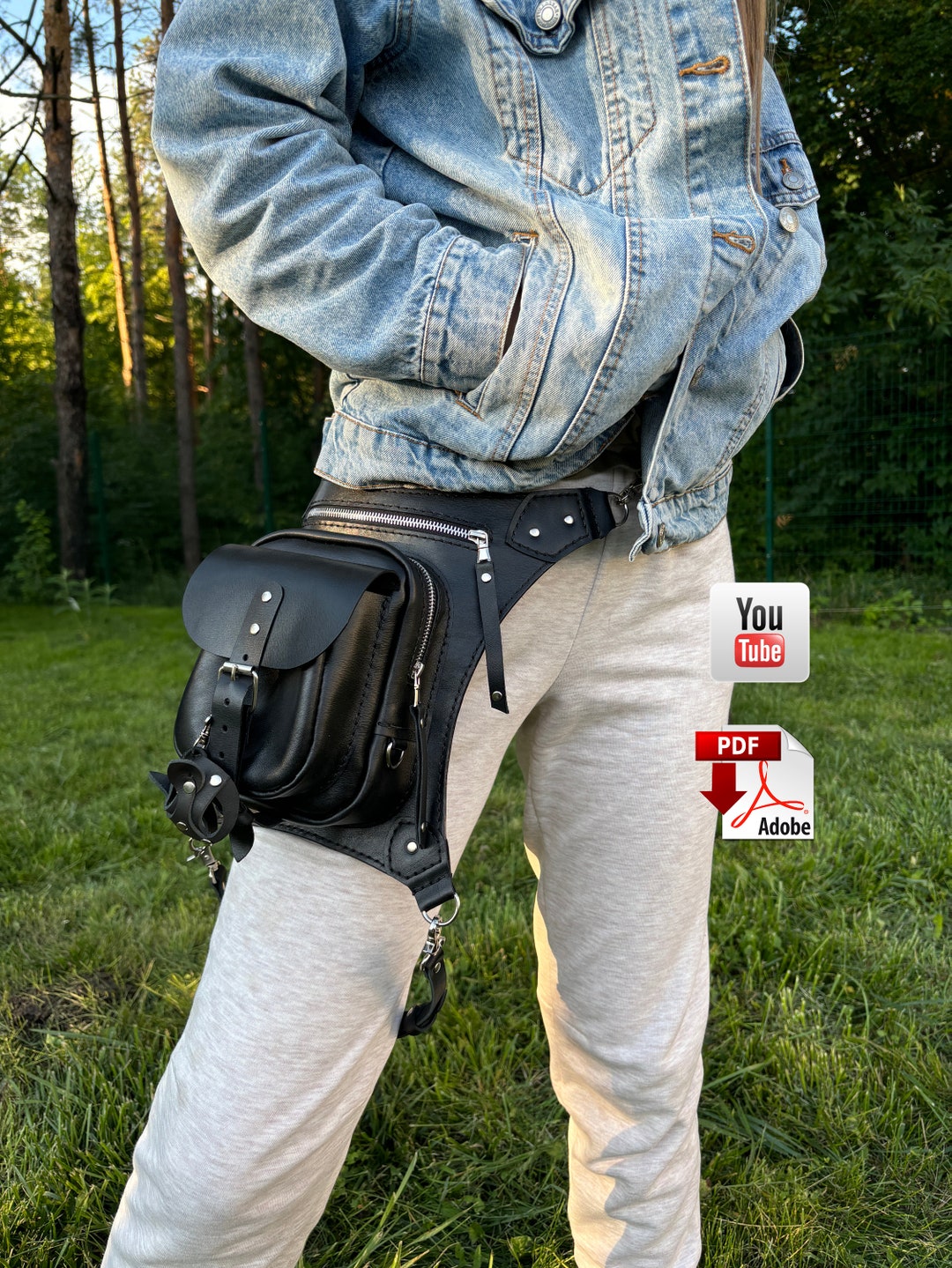 Biker Hip Motorcycle Leg Bag Leather Pattern - Etsy