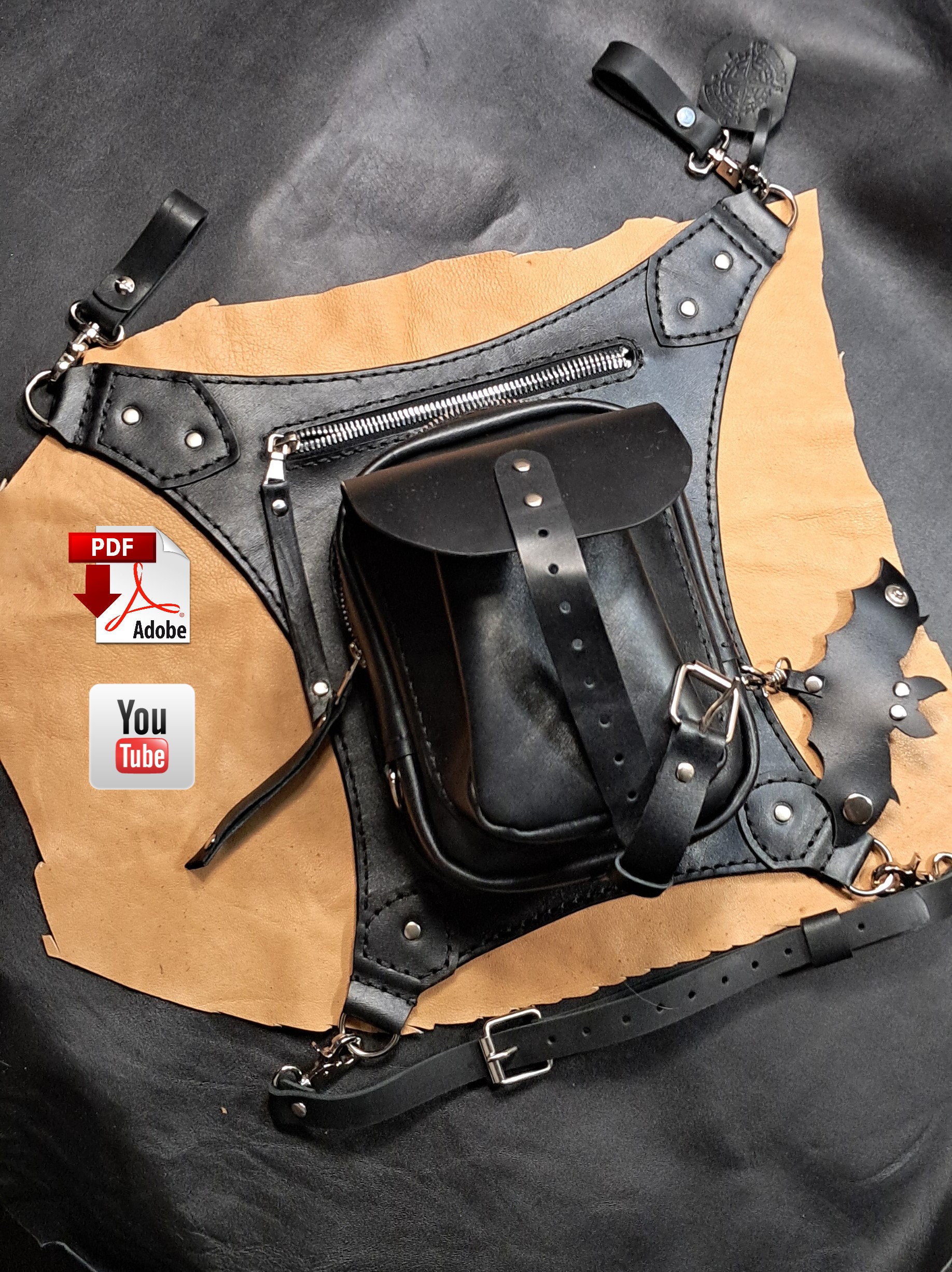 Biker Hip Motorcycle Leg Bag Leather Pattern - Etsy