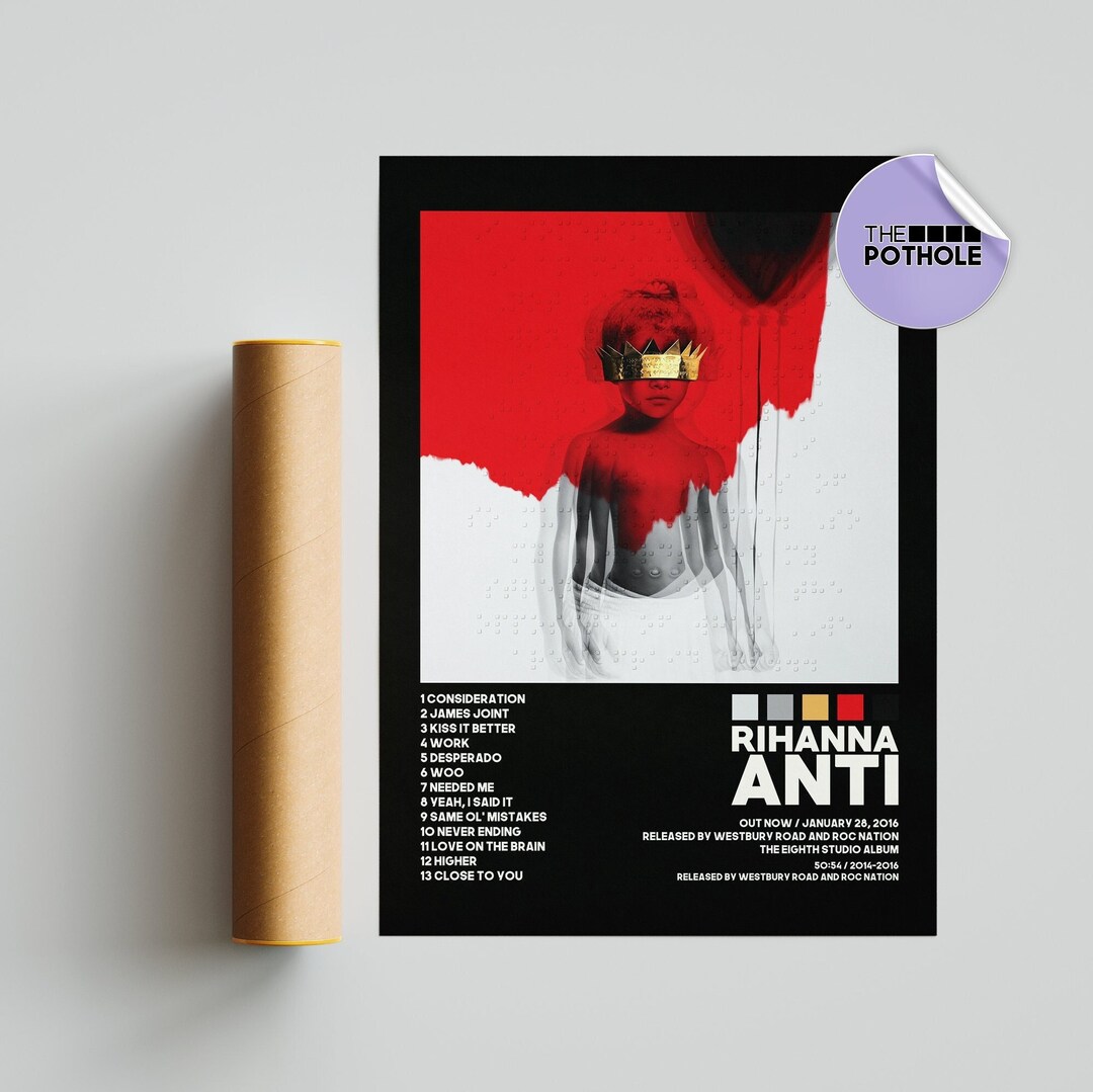 Rihanna Posters / Anti Poster / Anti by Rihanna Tracklist / - Etsy