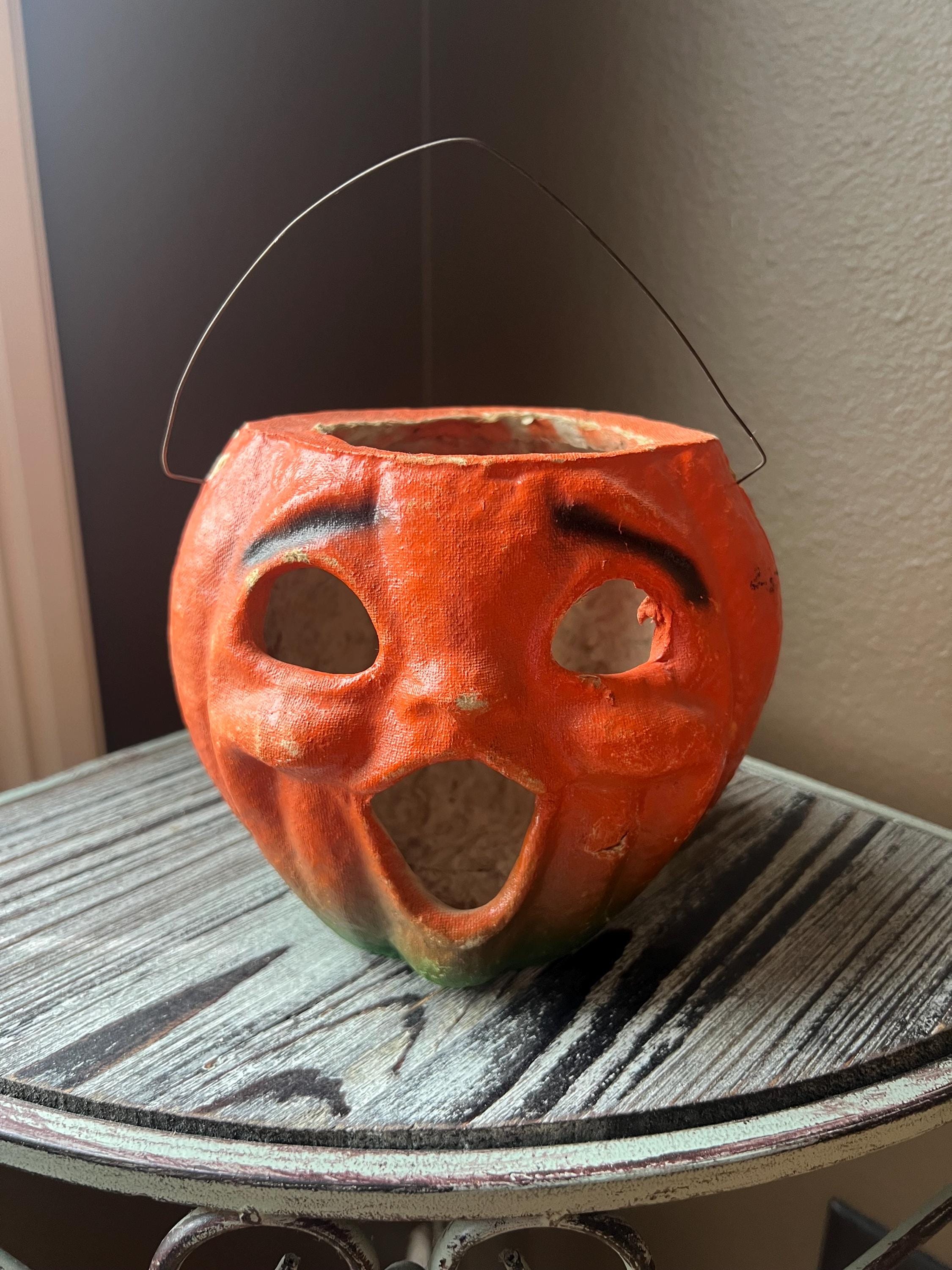 Vintage Halloween Pulp Paper Mache Pumpkin Jack-o-lantern Choir Boy ...