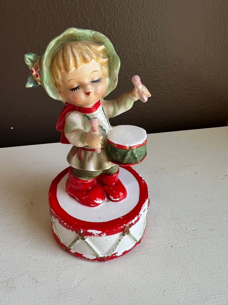 Vintage 1960s Lefton 7660 Porcelain Drummer Boy Christmas Music Box ...