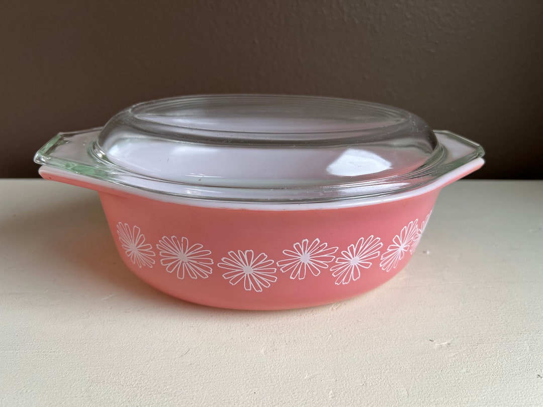 Vintage 043 Pyrex Pink Daisy 1.5 Quart Casserole Dish With 943C Glass ...