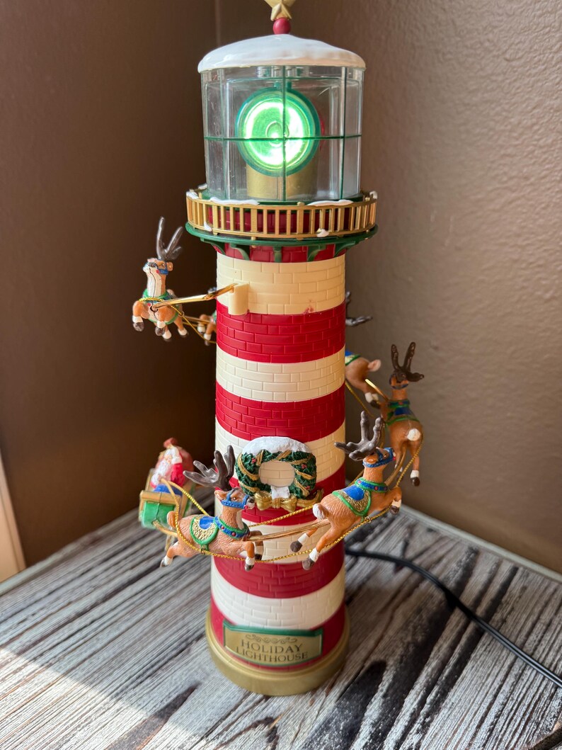 Mr Christmas Holiday Lighthouse Animated Lighted Village House or Tree ...