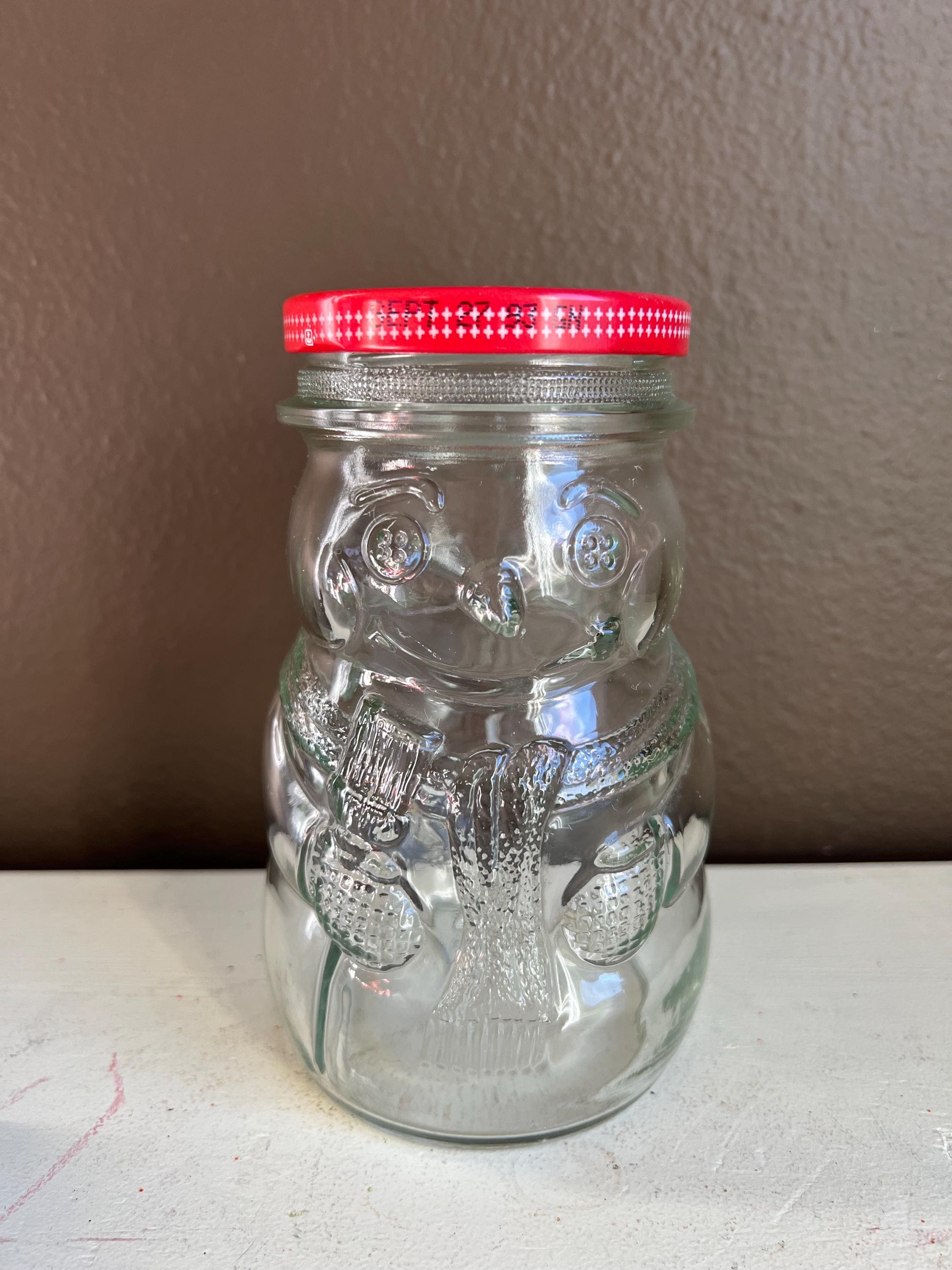 Kraft Snowman Strawberry Jam Jar Clear Glass Jelly Jar 1992 6 Inches ...