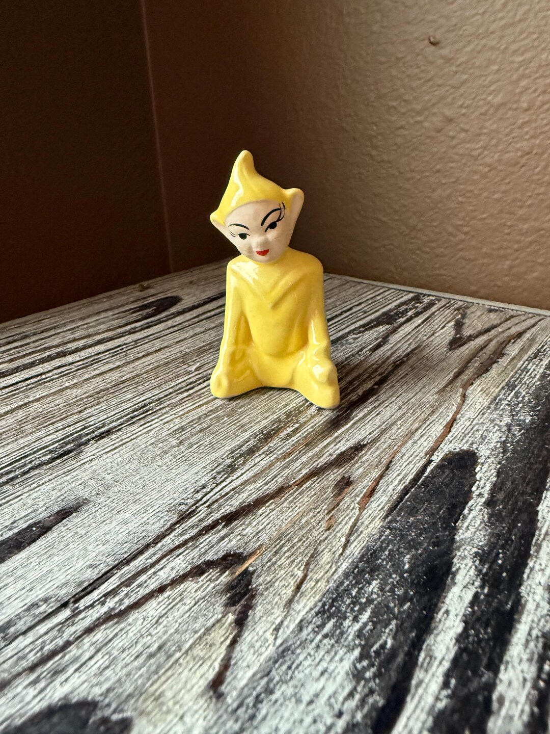 Vintage Yellow Kneeling Grinning Pixie Elf - Made in Japan - Etsy