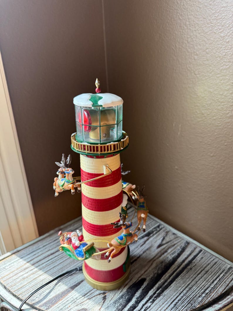 Mr Christmas Holiday Lighthouse Animated Lighted Village House or Tree ...